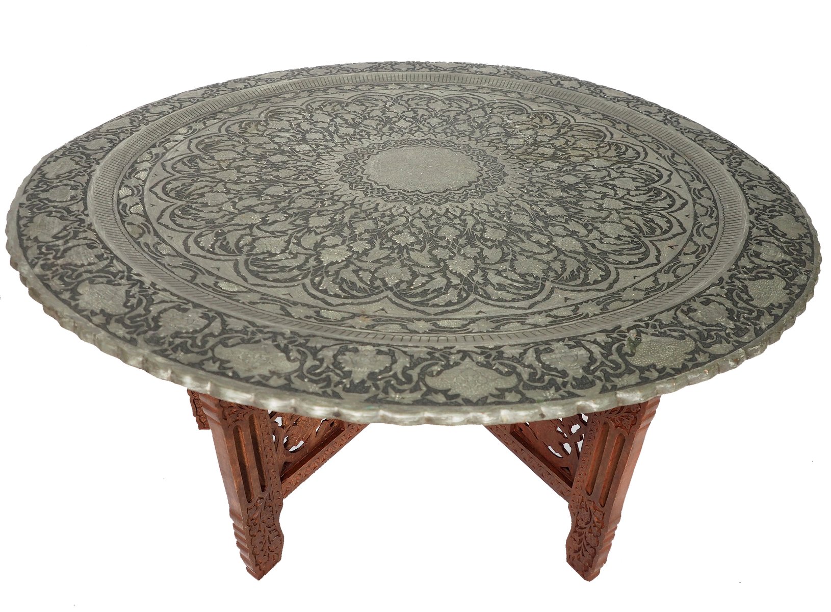 Large Antique Islamic Ottoman with Copper Table Tray, 1950s for sale at Pamono
