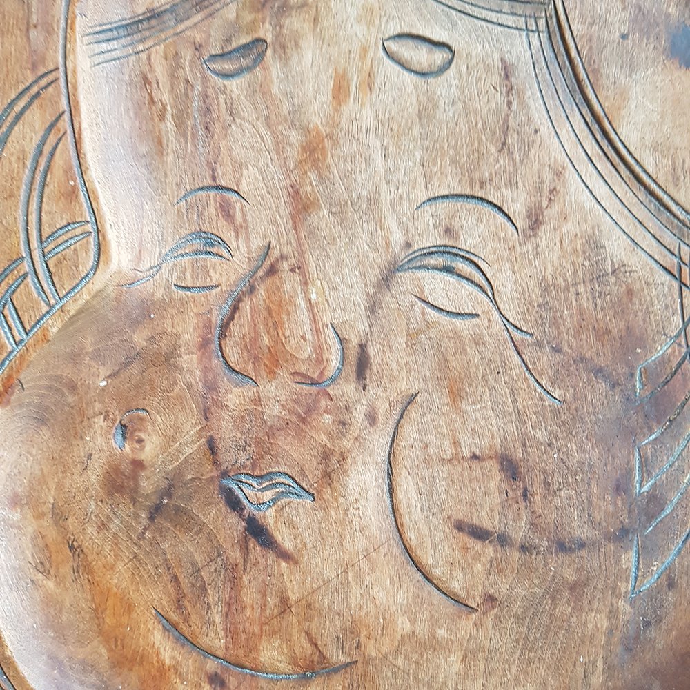Vassoio Tochigi Folk Art antico in legno, Giappone in vendita su Pamono