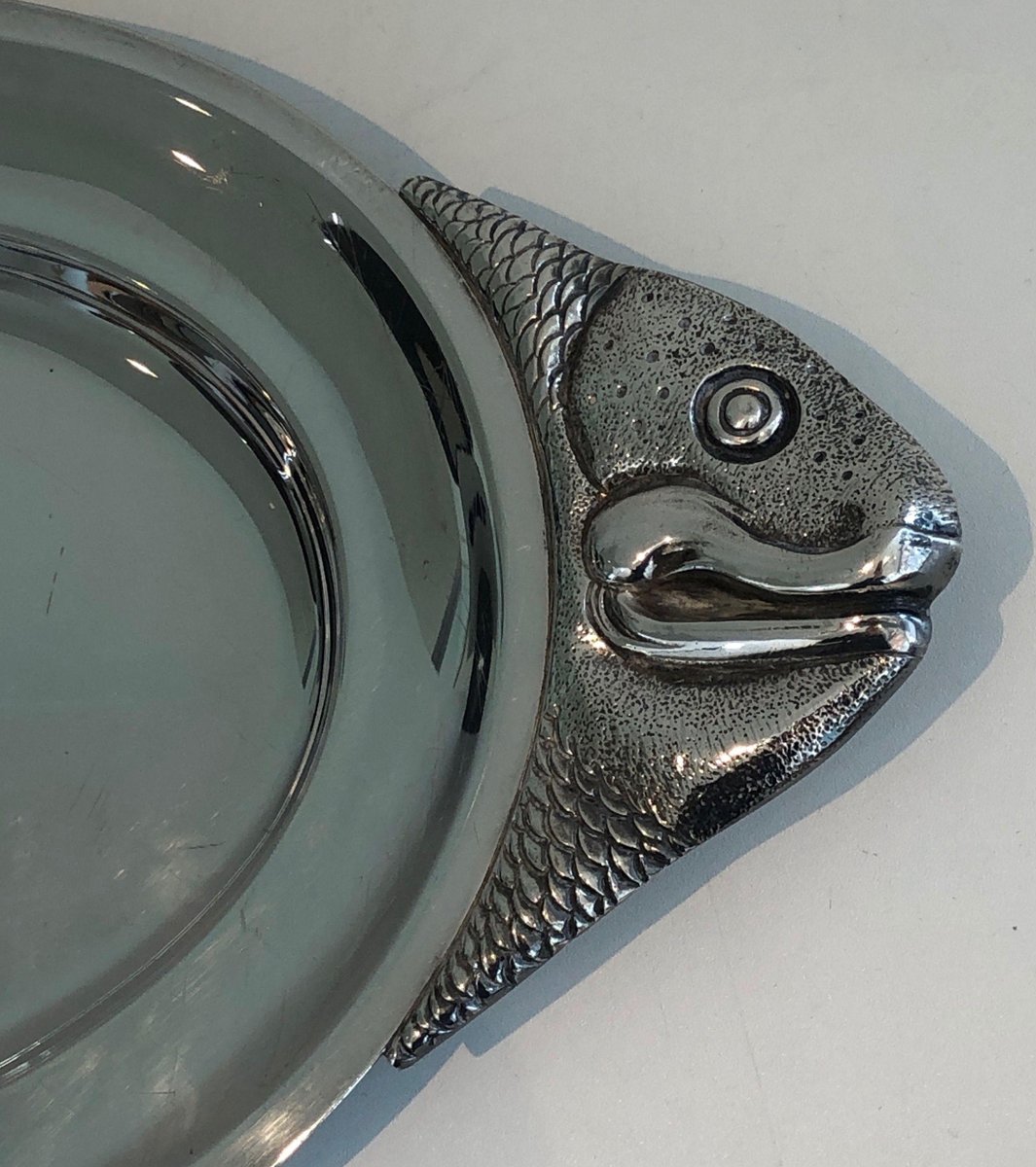 Italian Silver Metal Trays in Fish Shape, 1970s for sale at Pamono