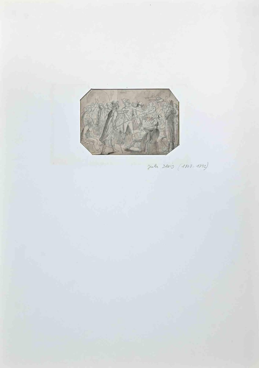 Jules David, The Final Decision's Night, Original Pencil Drawing, 19th ...