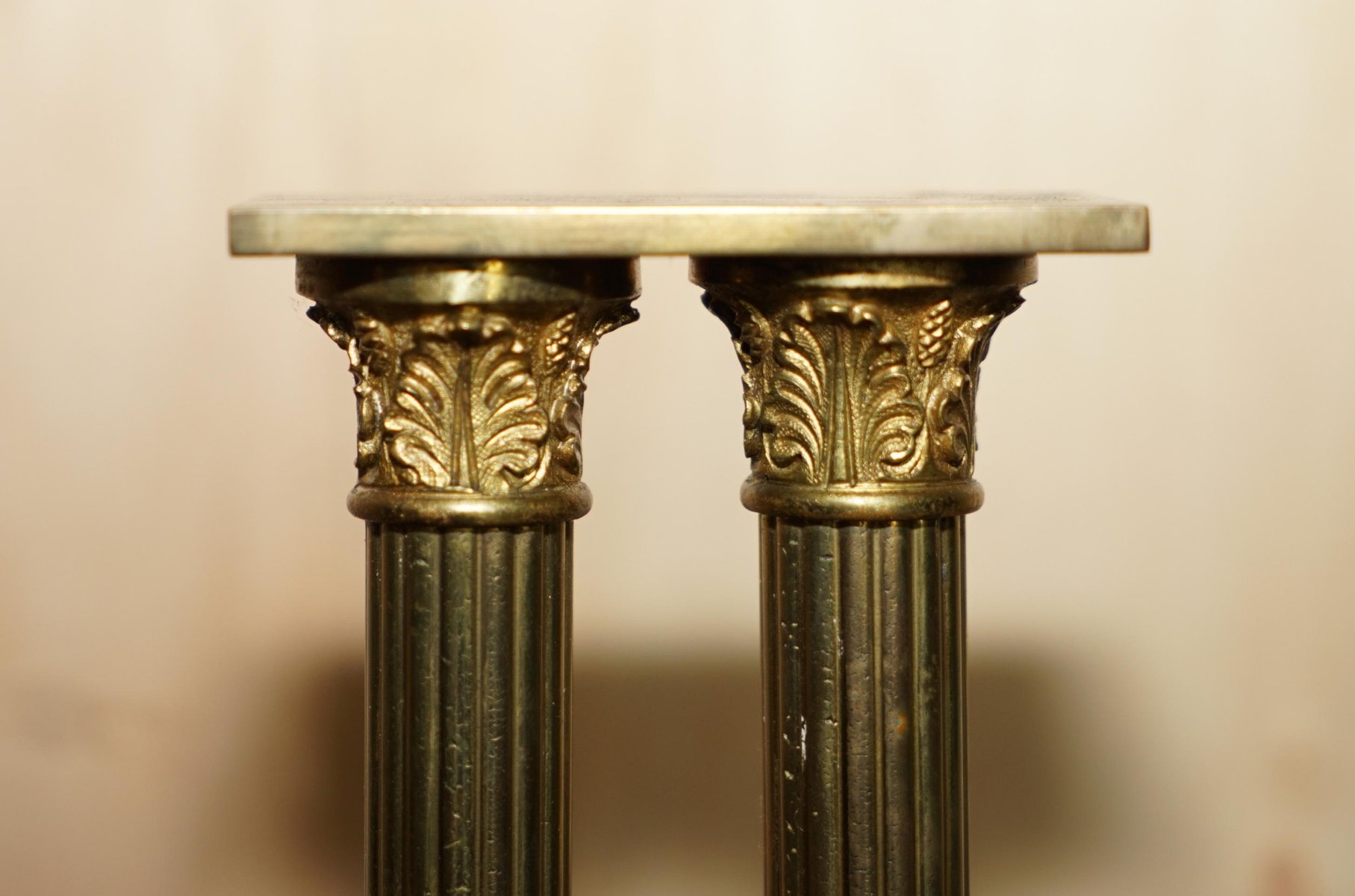Antique Victorian Marble & Brass Roman Grand Tour Statue Columns ...
