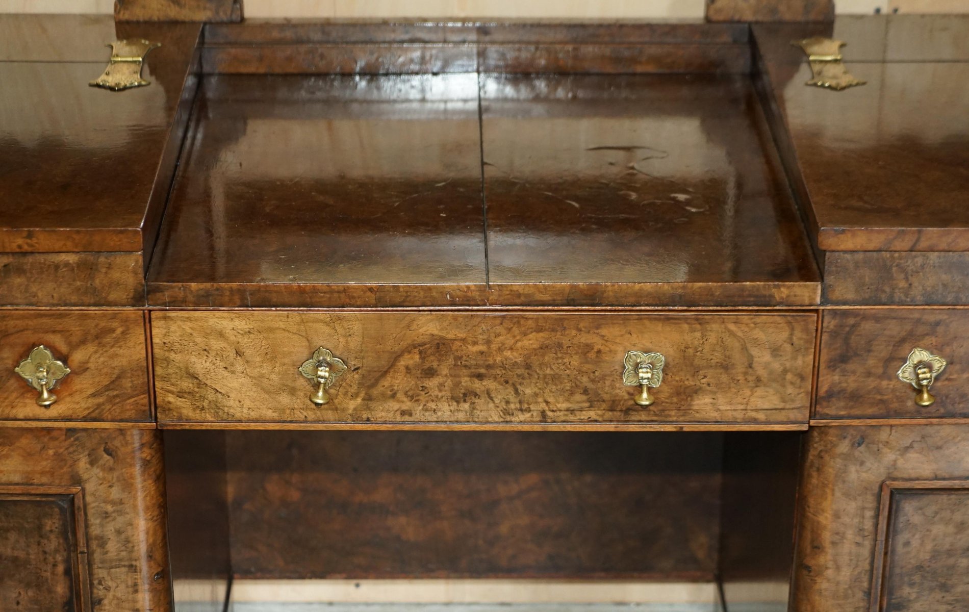 Antique Gothic Burr & Burl Dressing Table with Brass Fittings for sale ...