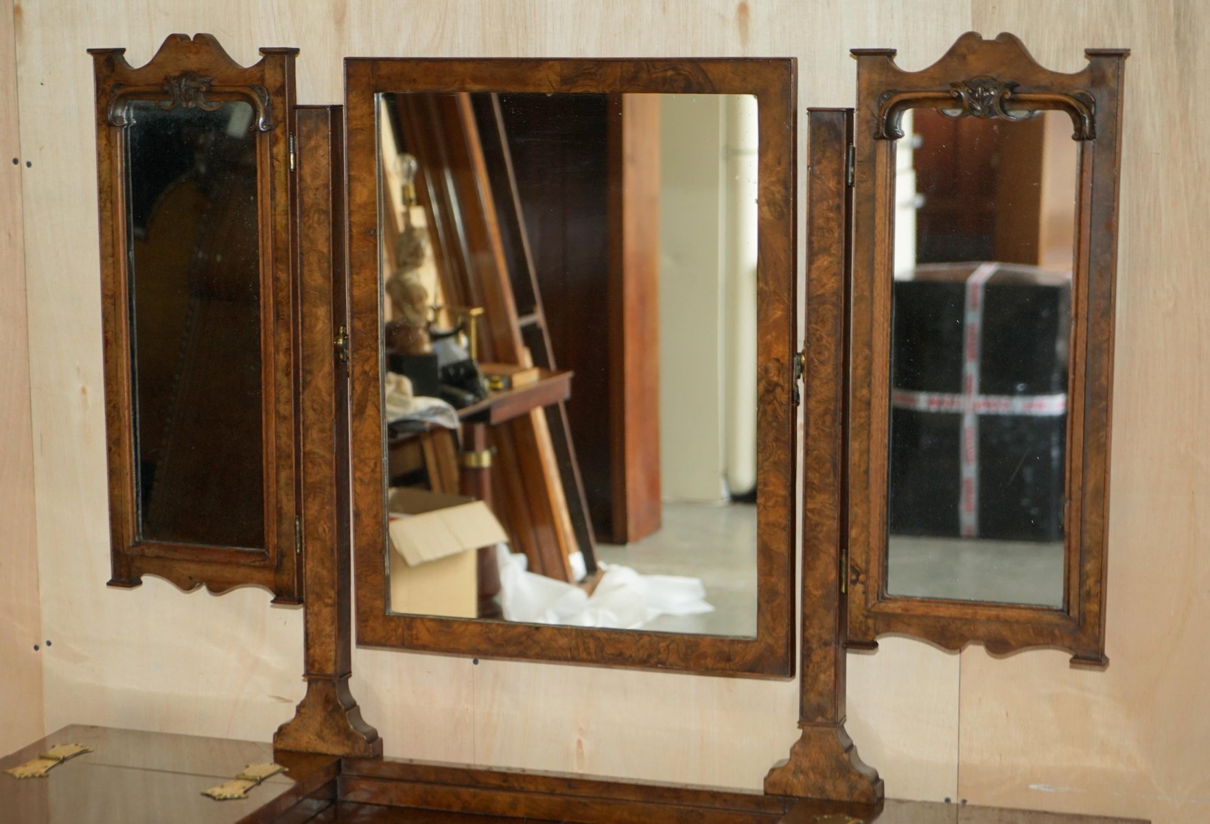 Antique Gothic Burr & Burl Dressing Table with Brass Fittings for sale ...