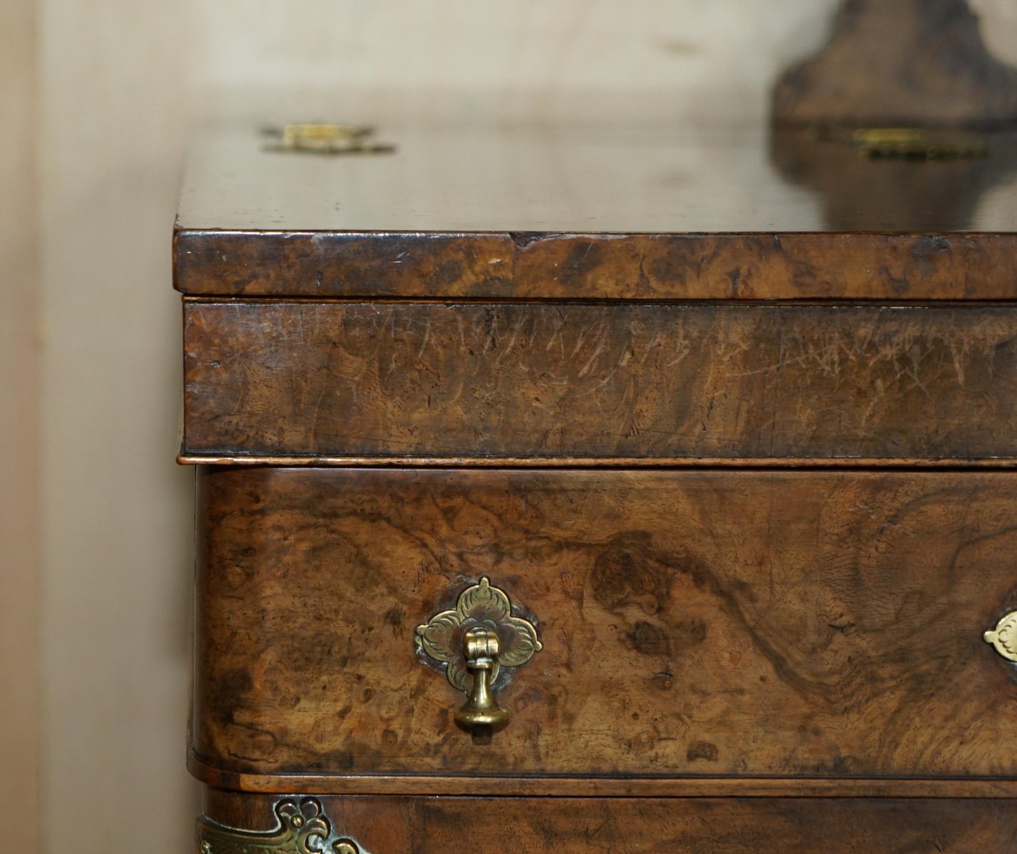 Antique Gothic Burr & Burl Dressing Table with Brass Fittings for sale ...