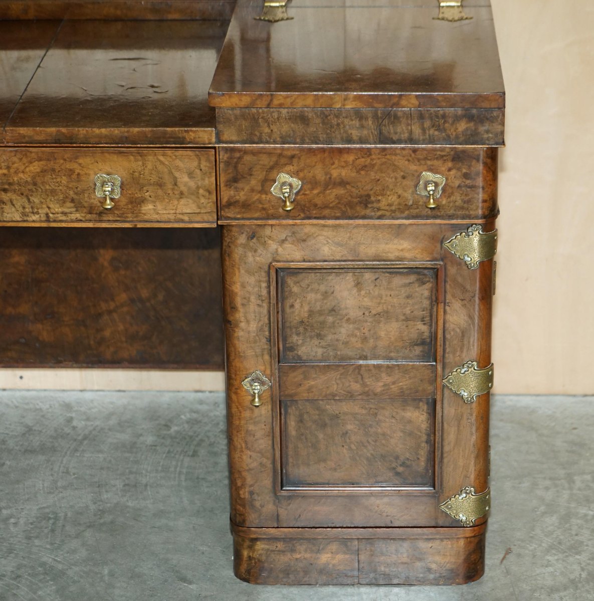 Antique Gothic Burr & Burl Dressing Table with Brass Fittings for sale ...