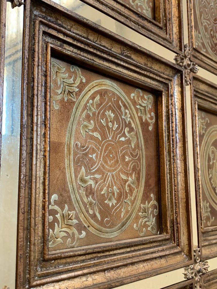 Engraved and Gilded Mirror Panel Wall Art in Lacquered Frame with ...