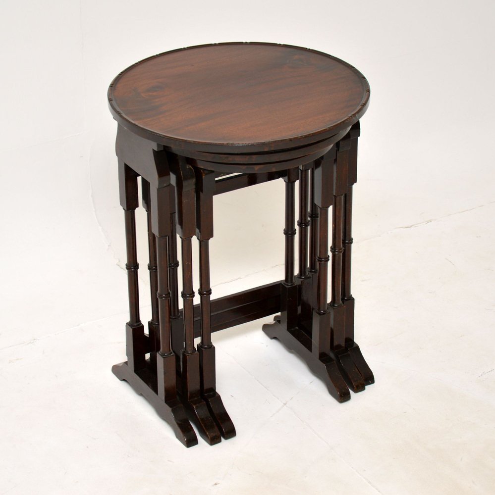 Antique Edwardian Nesting Tables, 1890s, Set of 3 for sale at Pamono