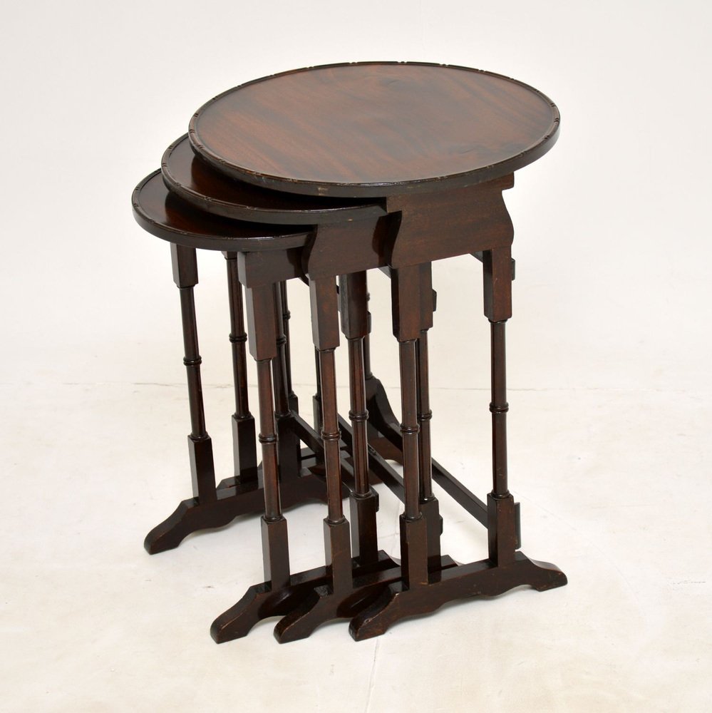Antique Edwardian Nesting Tables, 1890s, Set of 3 for sale at Pamono