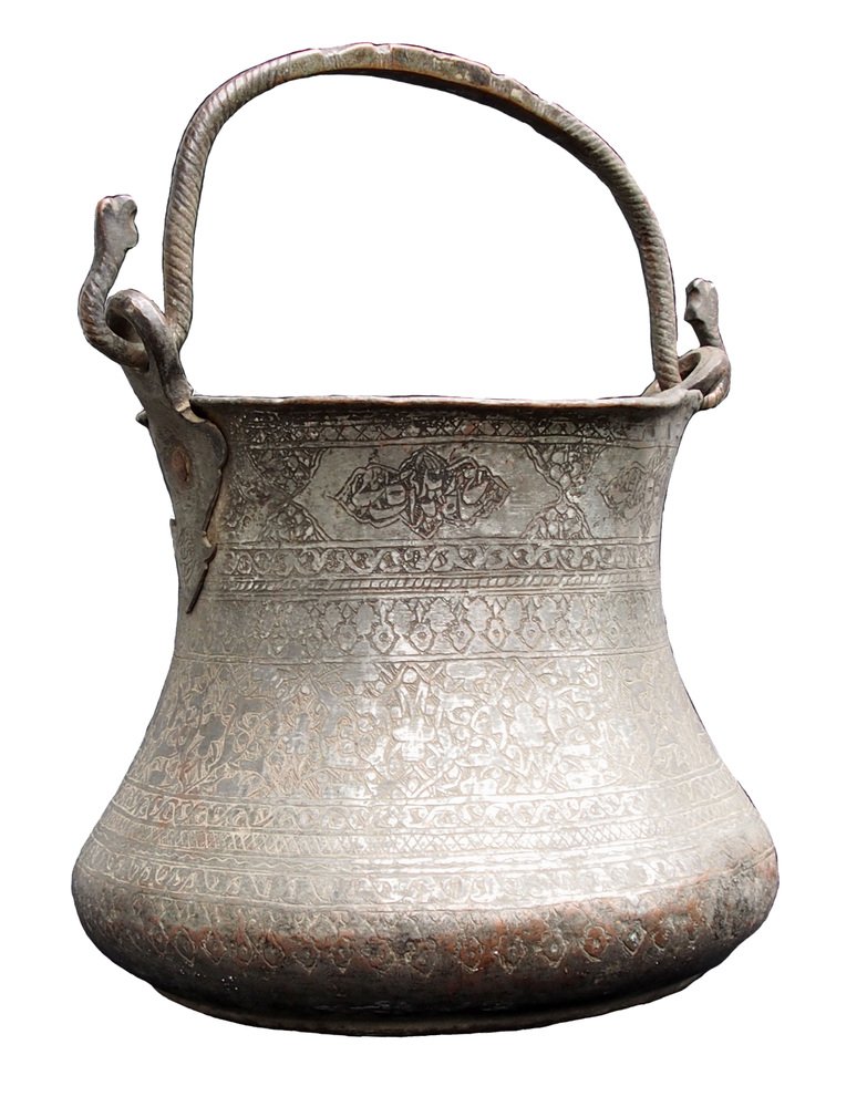 Large Vintage Engraved Islamic Tinned Bucket in Copper, 1920s for sale ...