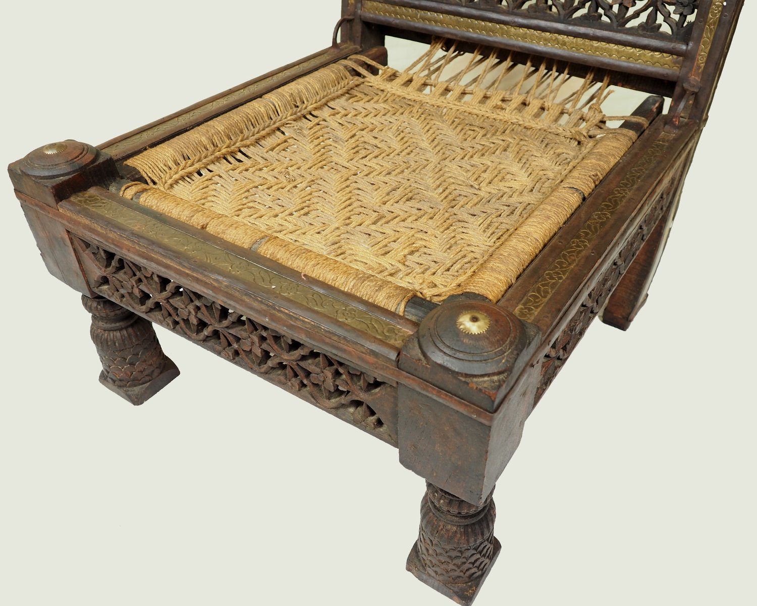 Vintage Indian Traditional Rajistan Tribal Hand-Carved Teak Pida Low ...