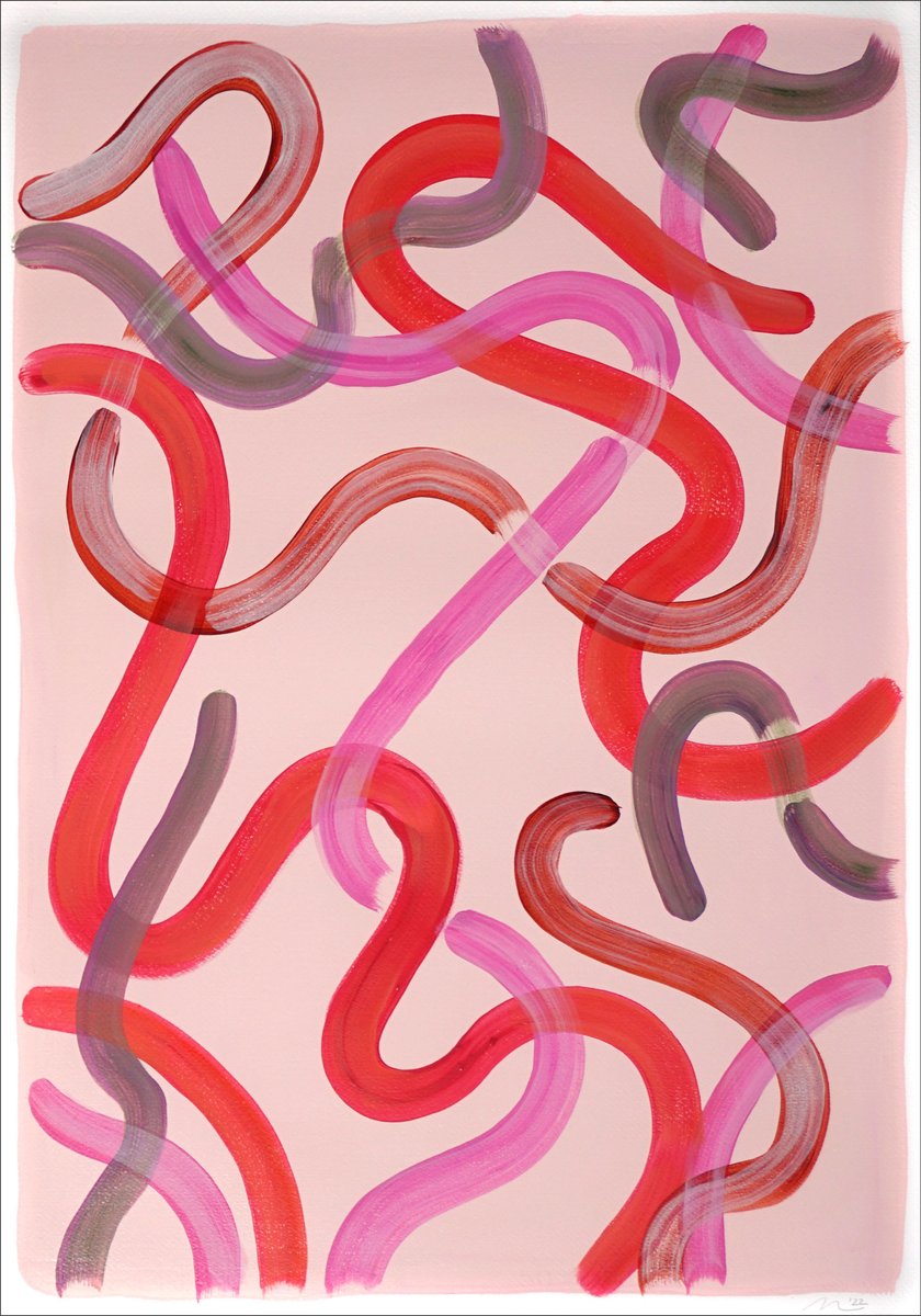 Natalia Roman, Red Lipstick Curves Diptych, 2022, Acrylic on Watercolor ...