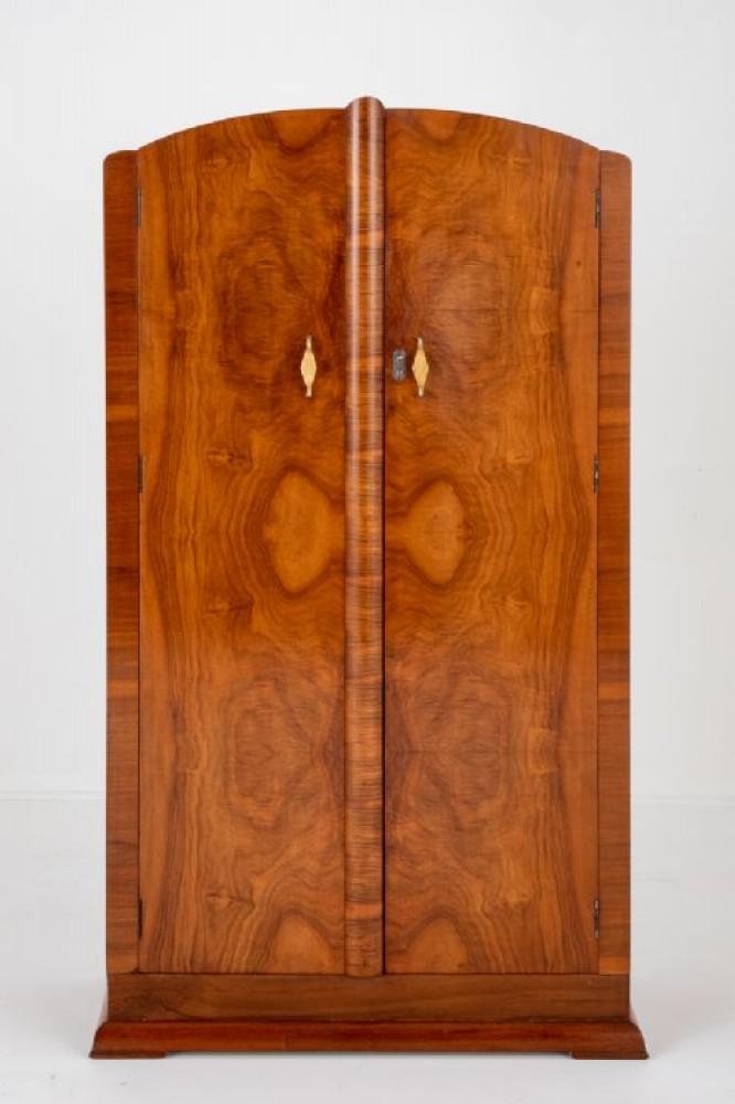 Vintage Art Deco Walnut Wardrobe, 1930s for sale at Pamono