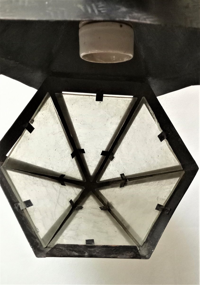 Expressionist Ceiling Lamp in Metal and Glass, 1920s for sale at Pamono