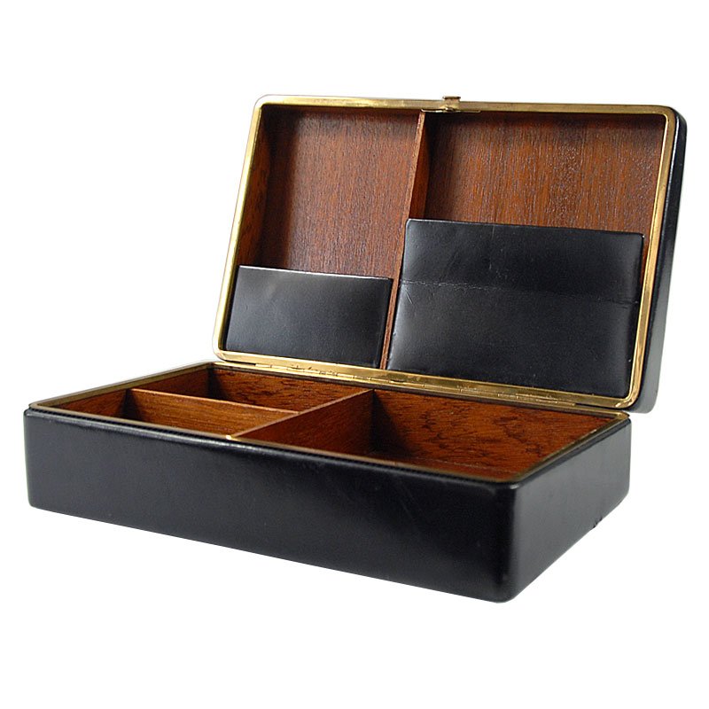 Vintage Leather Box, Belgium, 1950s. for sale at Pamono