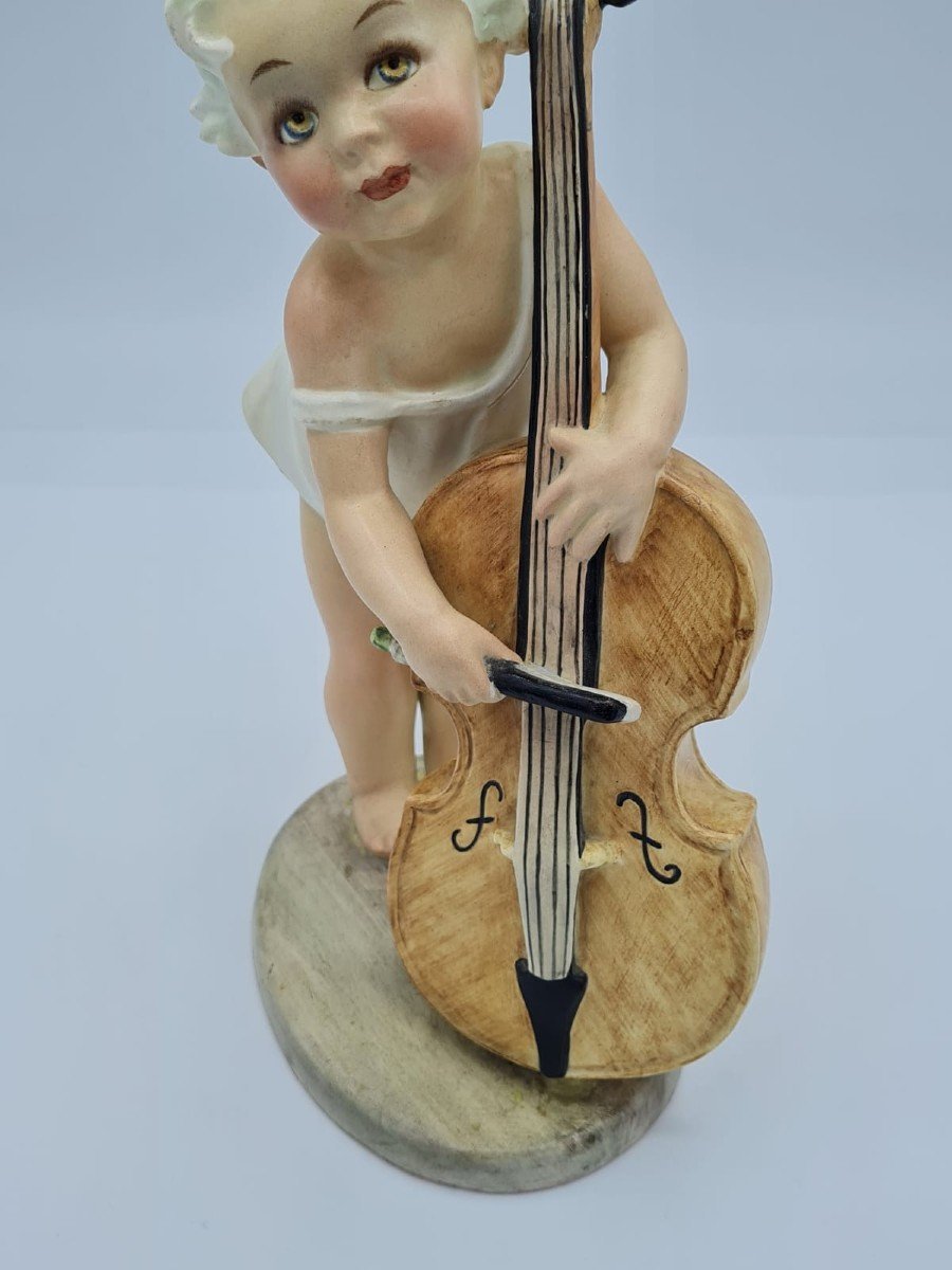 Kleines Mädchen mit Cello aus Keramik von Arturo Pannunzio, 1950er bei ...