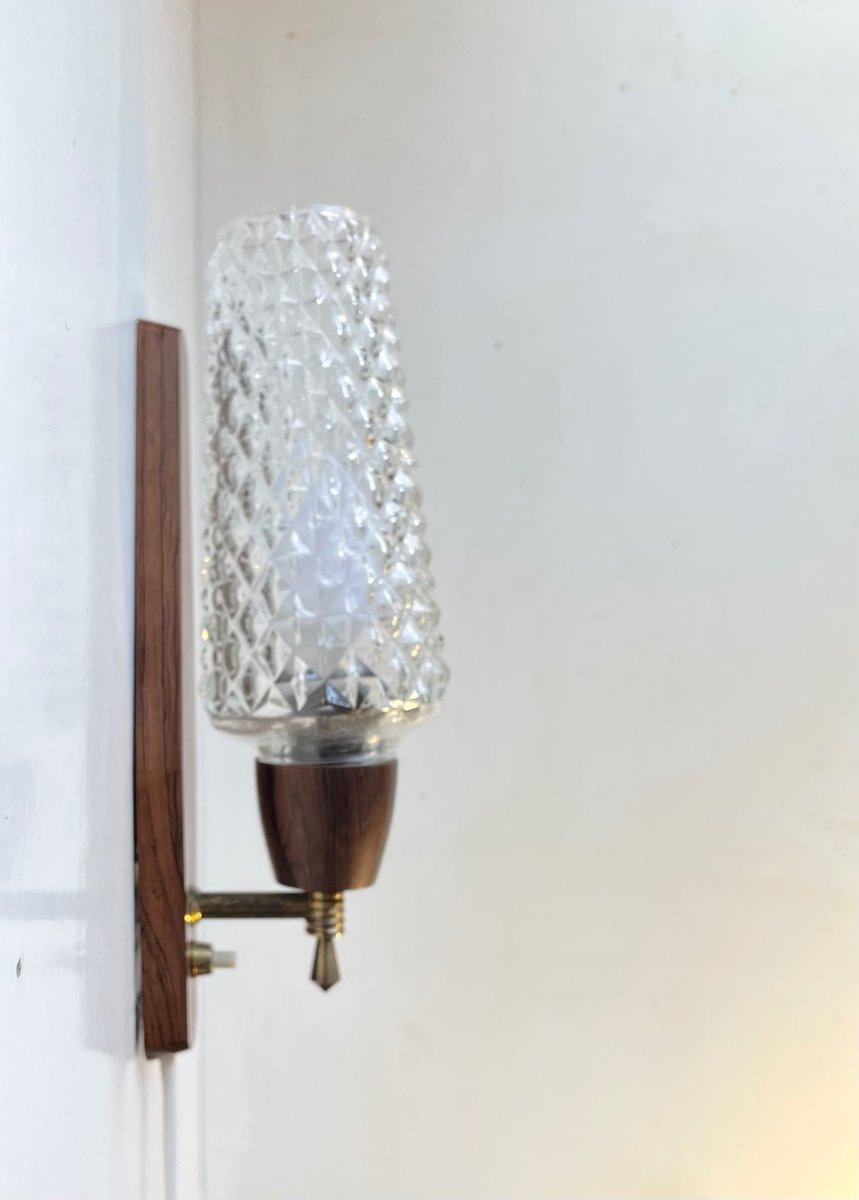 Danish Modern Rosewood & Glass Wall Sconce by Svend Mejlstrøm, 1960s ...