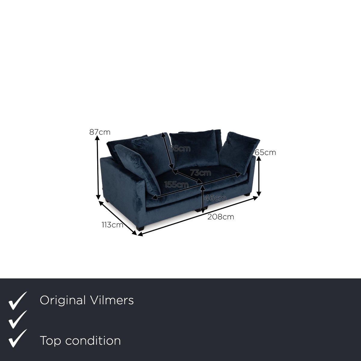 Blaues Samt Viking 2-Sitzer Sofa von Vilmers bei Pamono kaufen