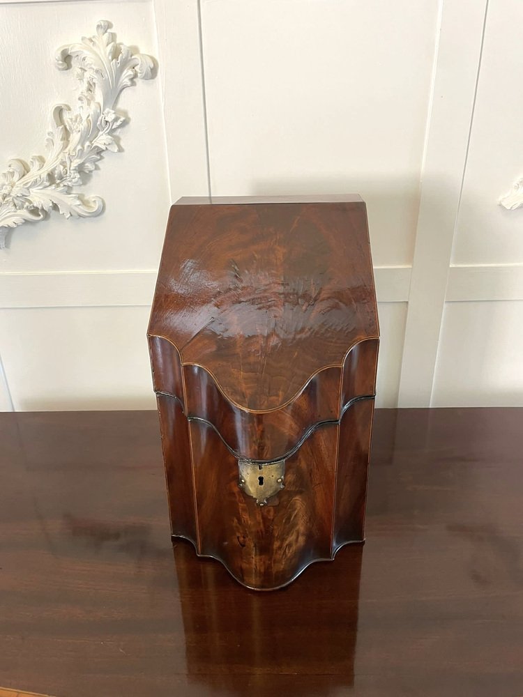 Antique George III Figured Mahogany Serpentine Shaped Storage Box ...