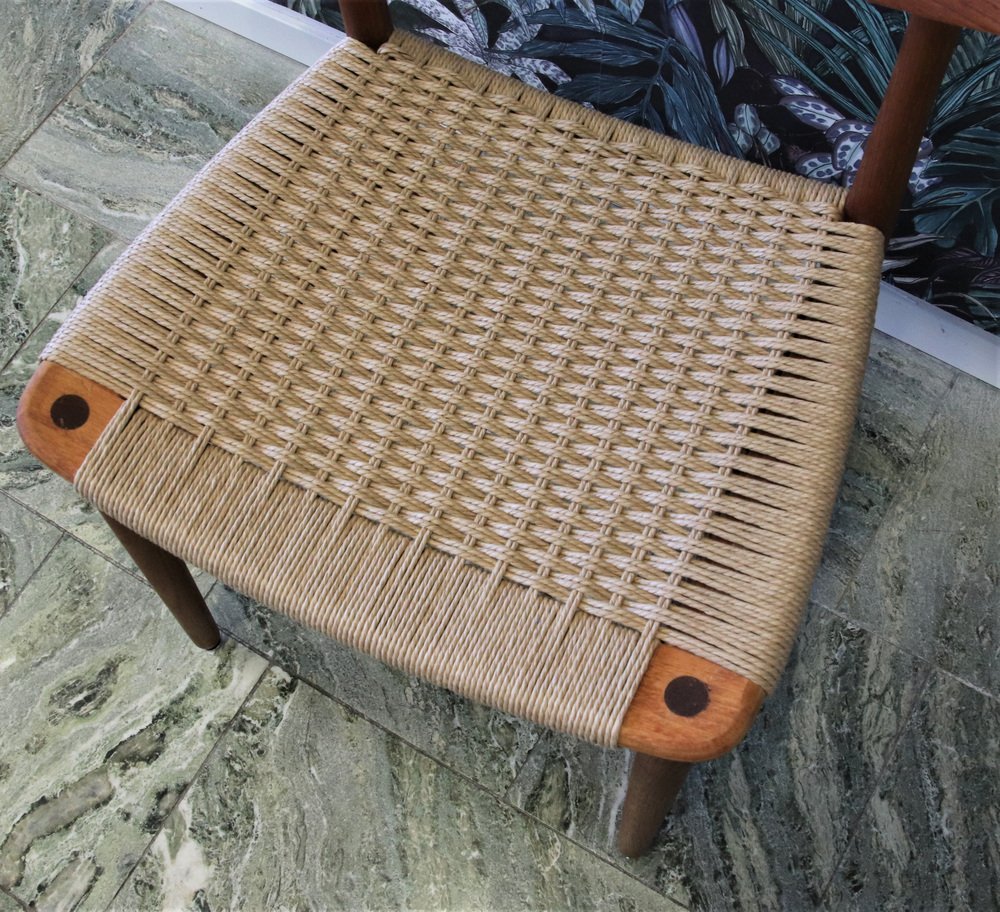 Esszimmerstühle aus Teak & Korbgeflecht von Ejnar Larsen & Aksel Bender ...