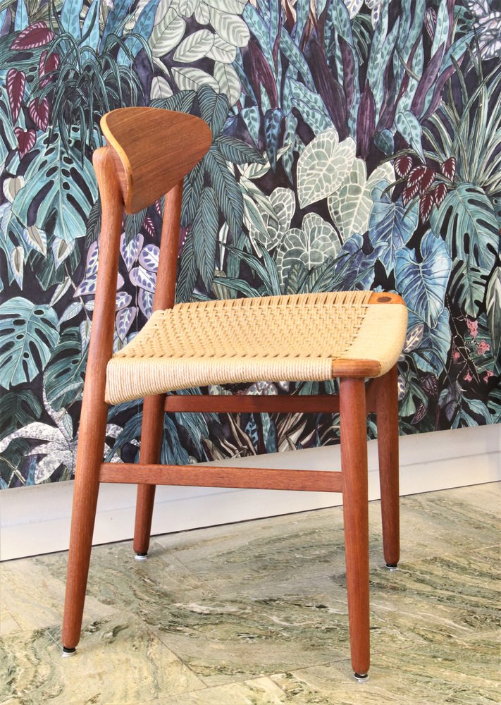 Esszimmerstühle aus Teak & Korbgeflecht von Ejnar Larsen & Aksel Bender ...