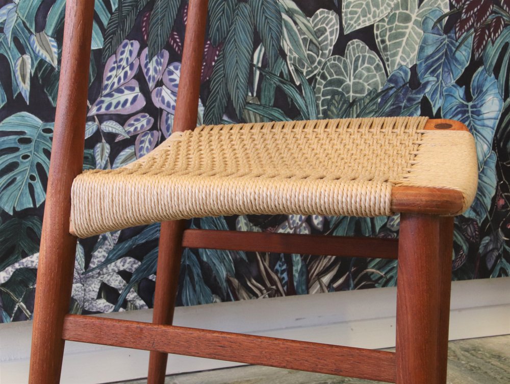 Esszimmerstühle aus Teak & Korbgeflecht von Ejnar Larsen & Aksel Bender ...