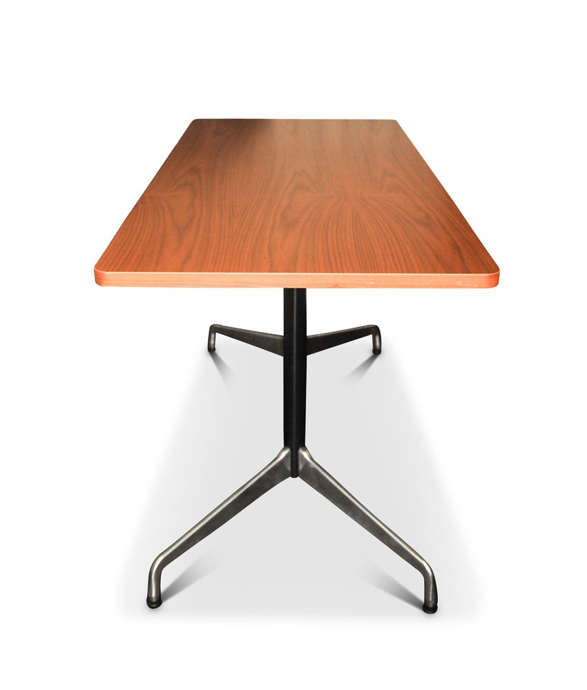 Walnut & Steel Counter Height Table with Rectangular Top on Twin Supports by Charles & Ray Eames ...