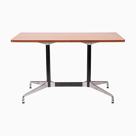 Walnut & Steel Counter Height Table with Rectangular Top on Twin Supports by Charles & Ray Eames ...
