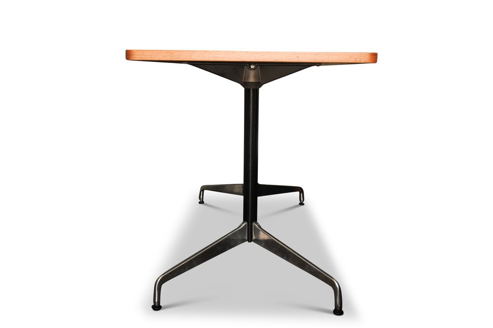 Walnut & Steel Counter Height Table with Rectangular Top on Twin Supports by Charles & Ray Eames ...