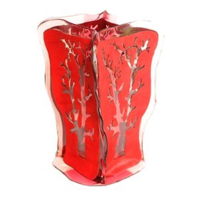 Cerrado Vase in Clear Pink and Red Leather by Fernando & Humberto ...