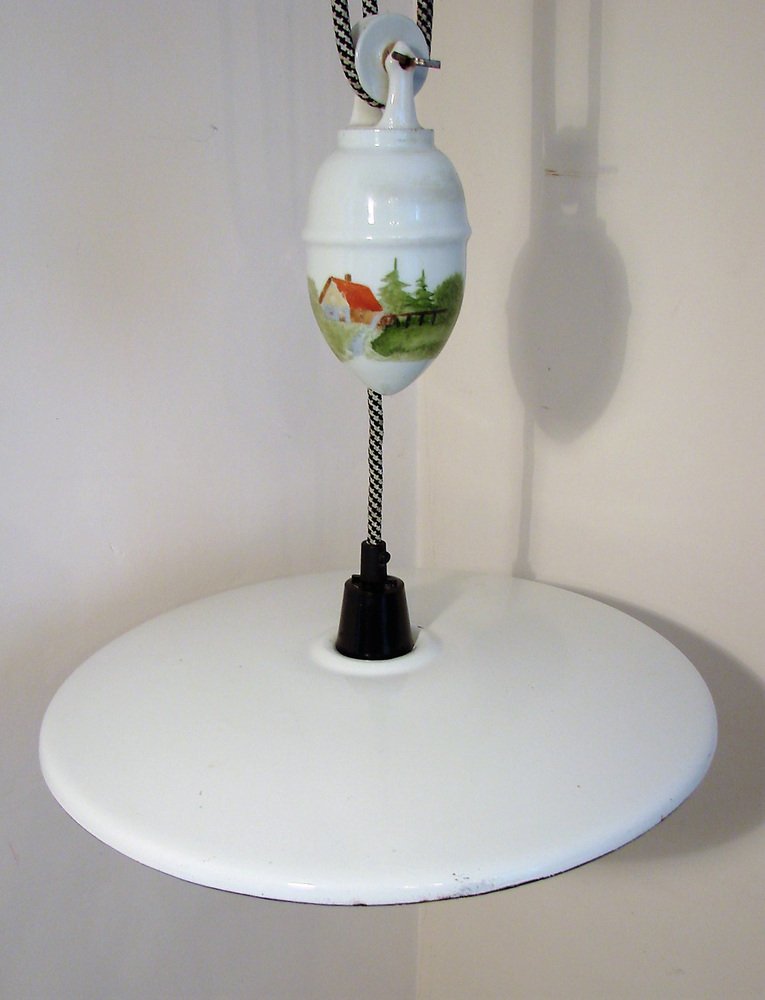 Pendant Lamp with Counterweight, 1930s for sale at Pamono