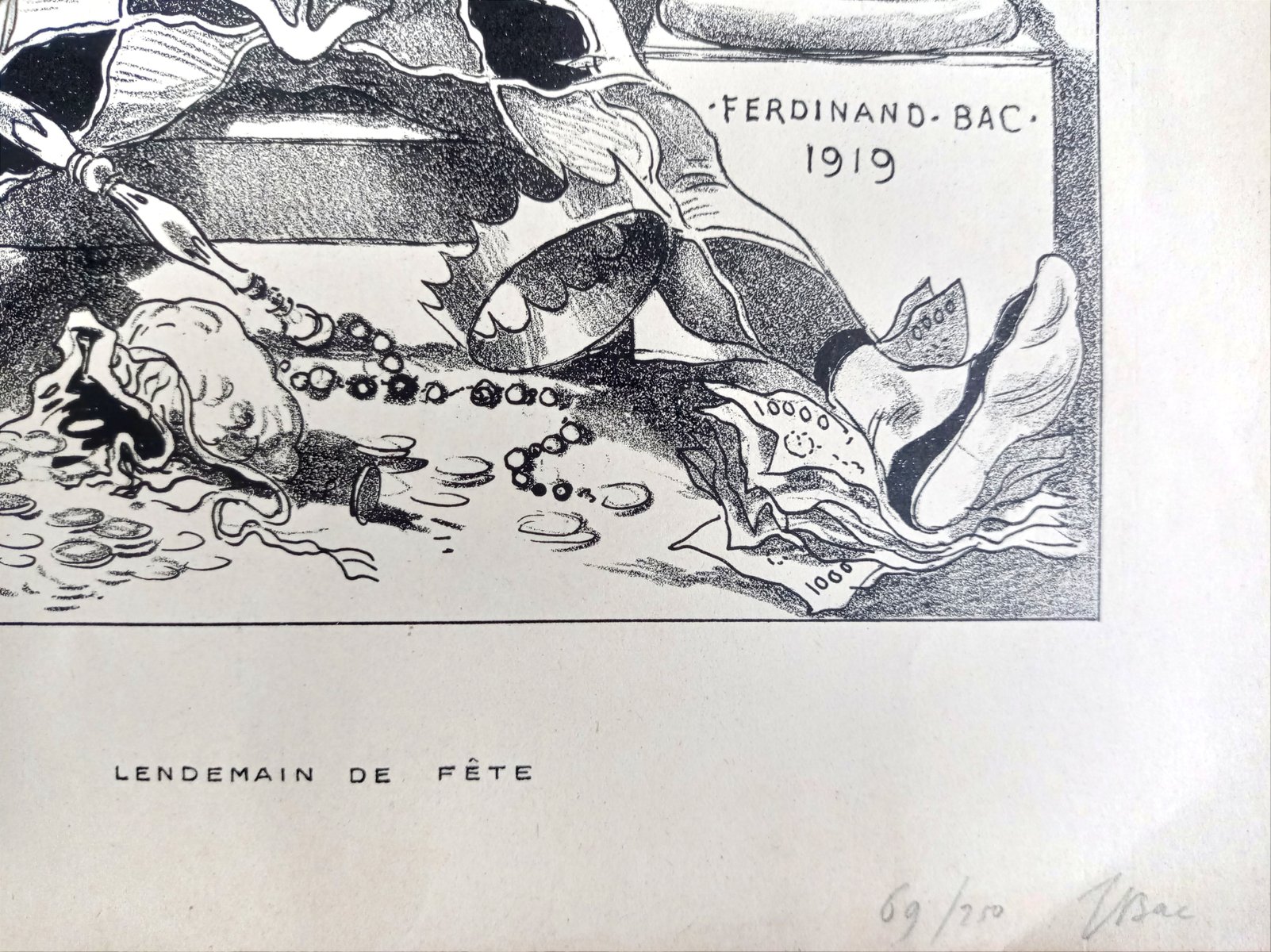 Ferdinand Bac, Lendemain de la Fête/Praise of Foly, Lithograph, 1919 ...