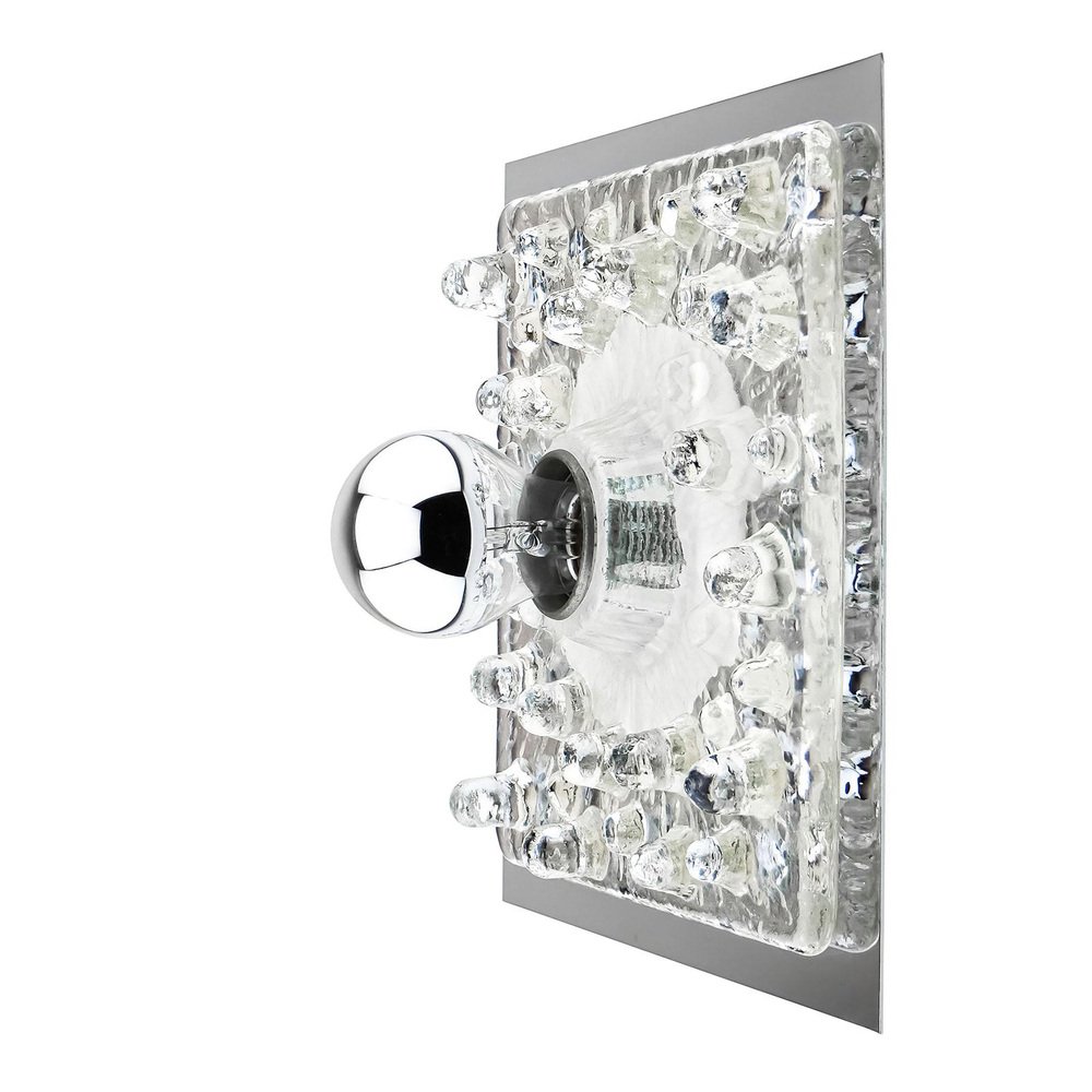 Mid-Century Ceiling or Wall Lamp with Thick Murano Glass Drops & Chrome ...