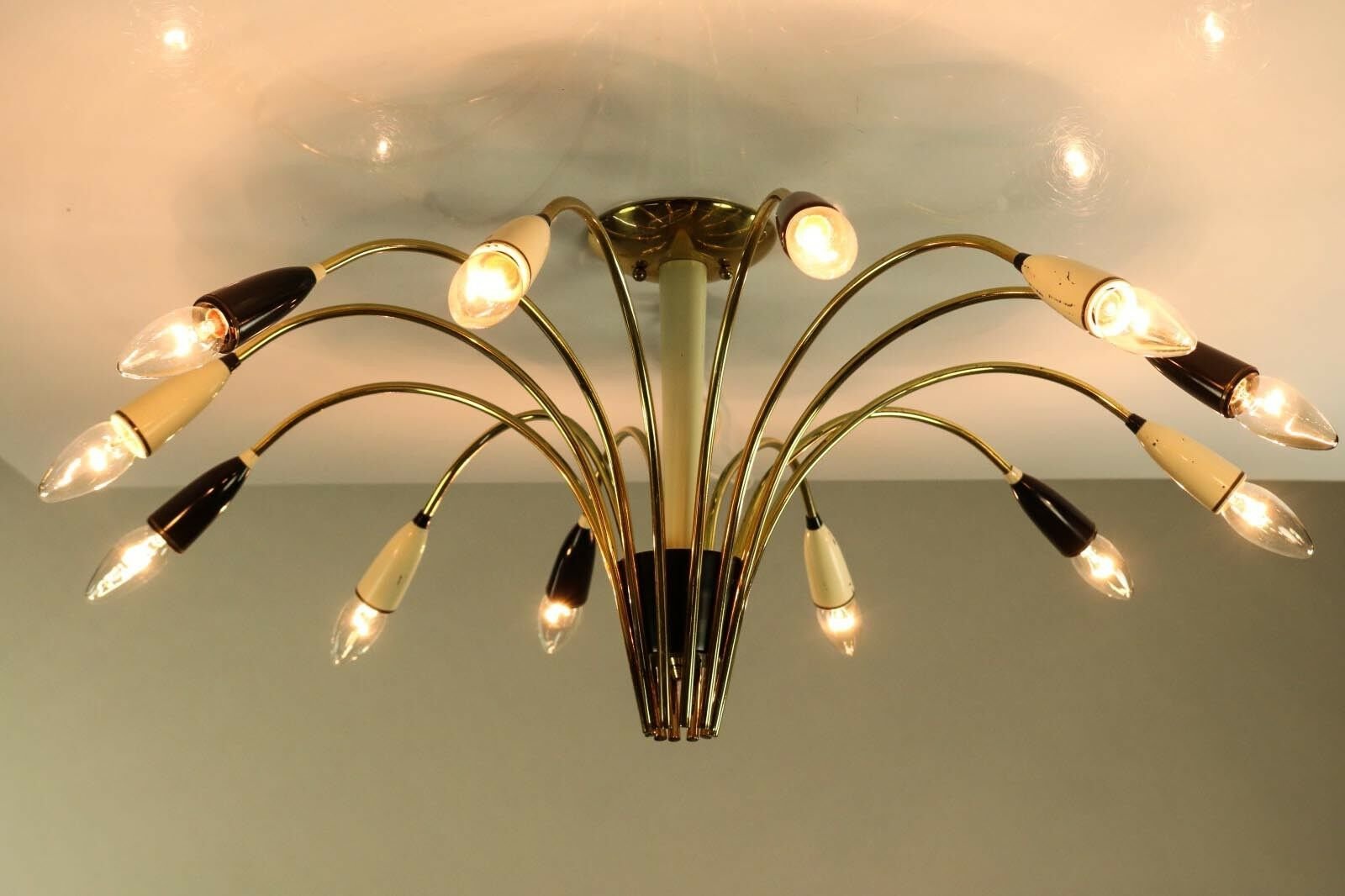 Mid-Century German Ceiling Lamp in Brass, 1950s for sale at Pamono