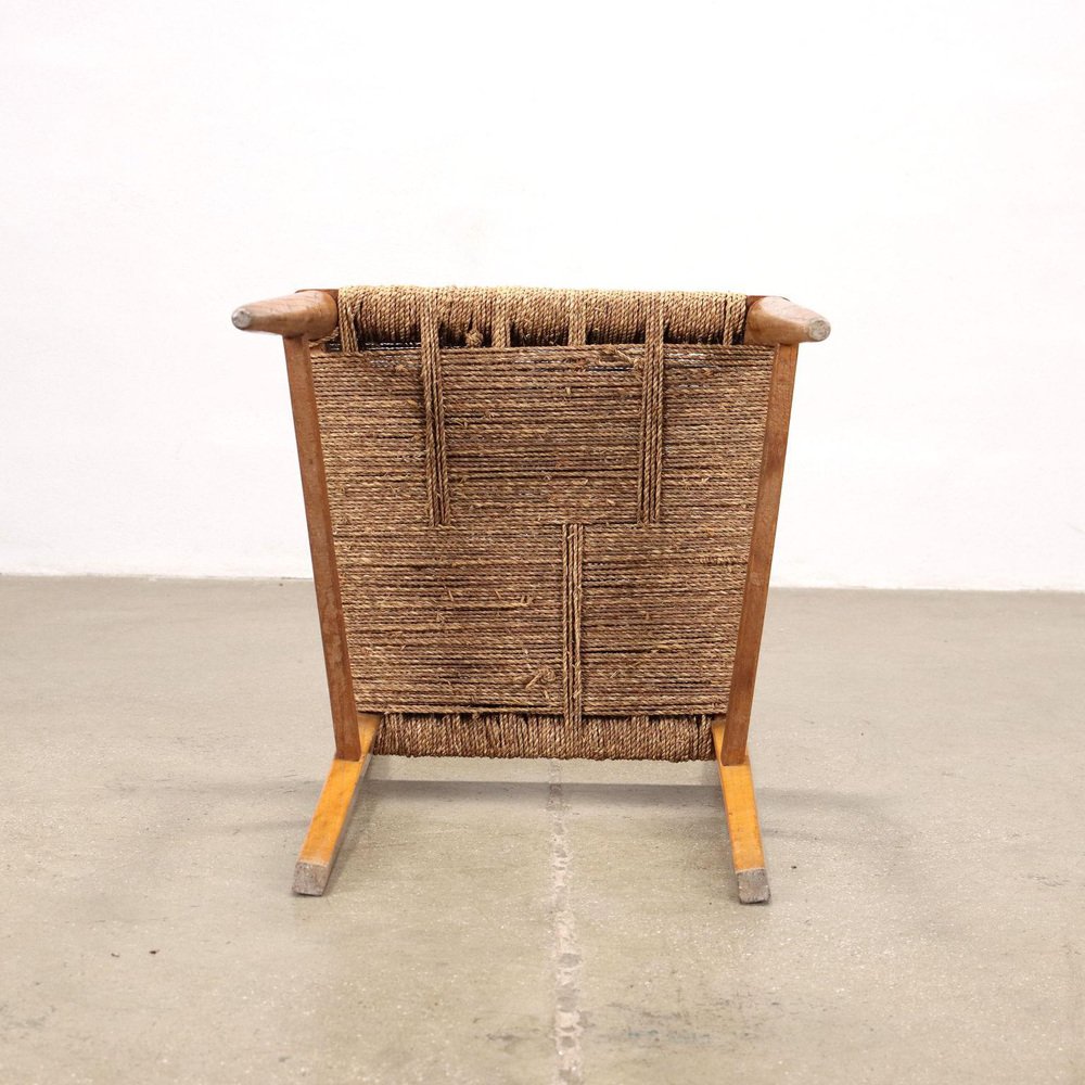 Dining Chairs in Beech & Rope, 1950s, Set of 6 for sale at Pamono