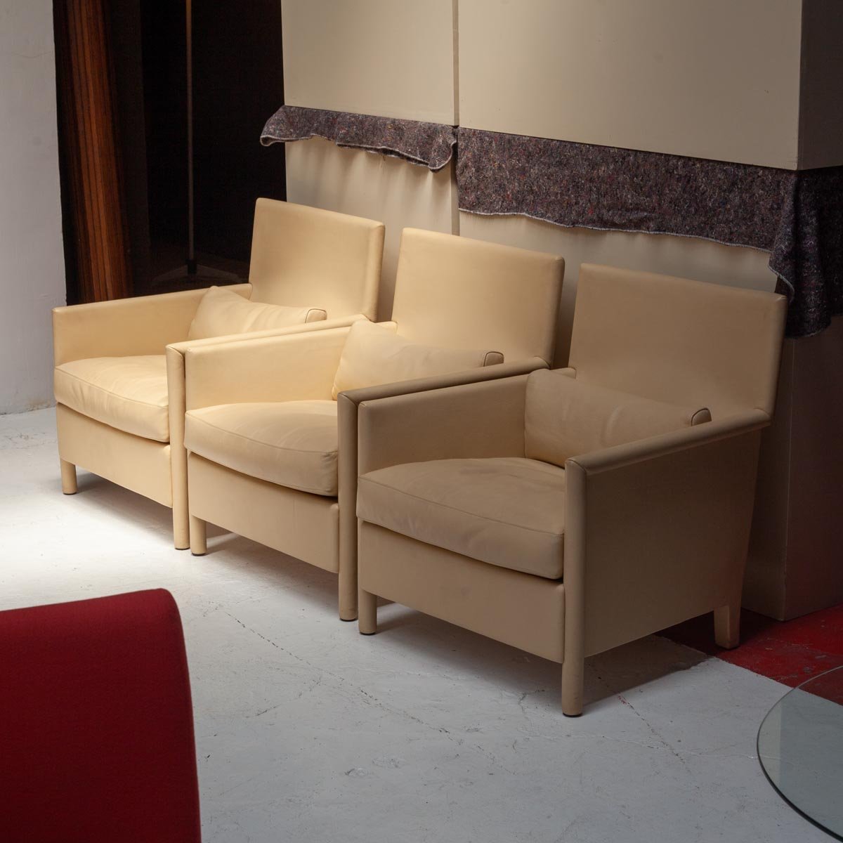 Cream Leather Vivette Club Chairs by Luca Meda, 1980s for sale at Pamono