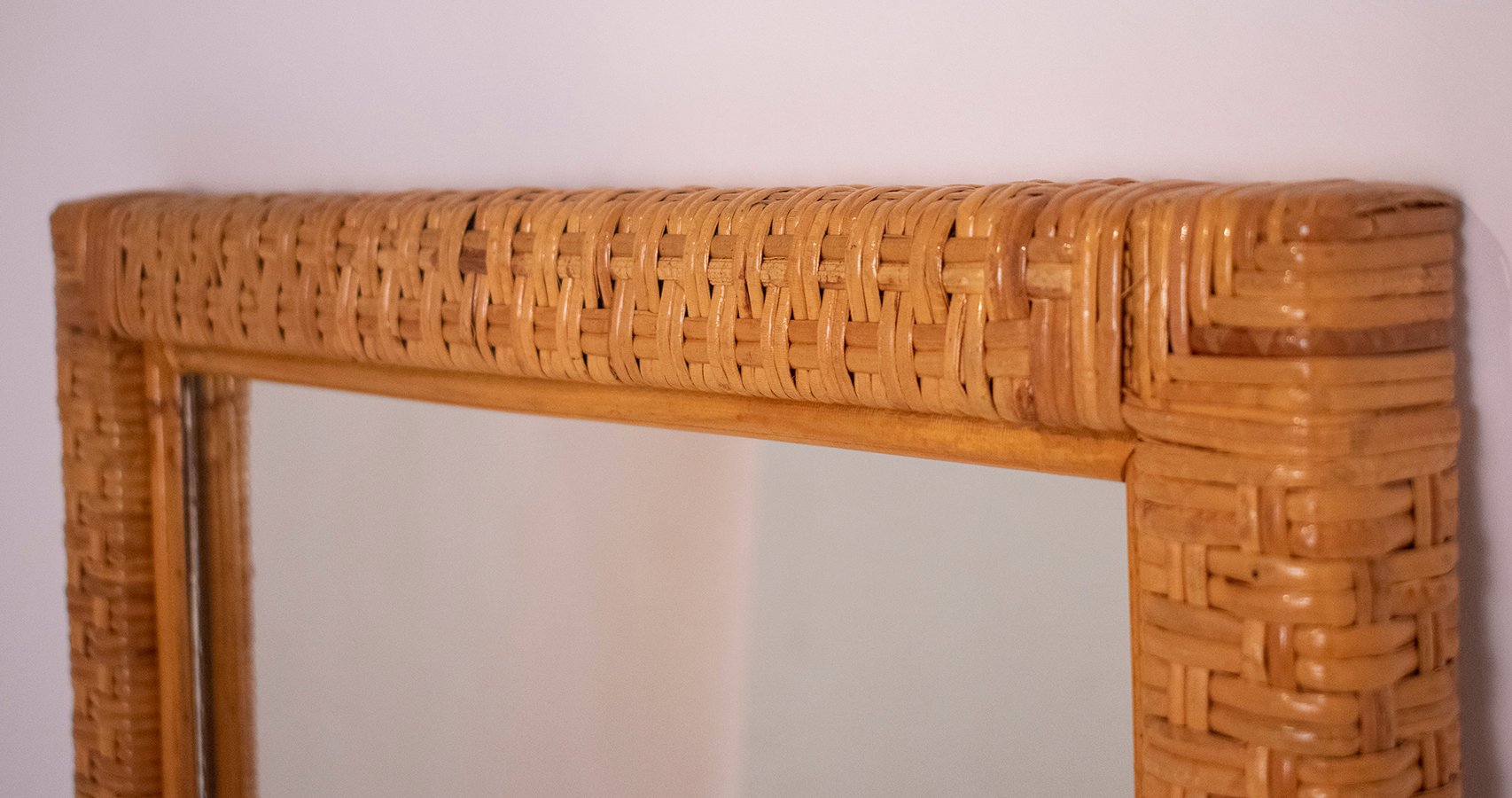 Spanish Cane Wall Mirror, 1970s for sale at Pamono