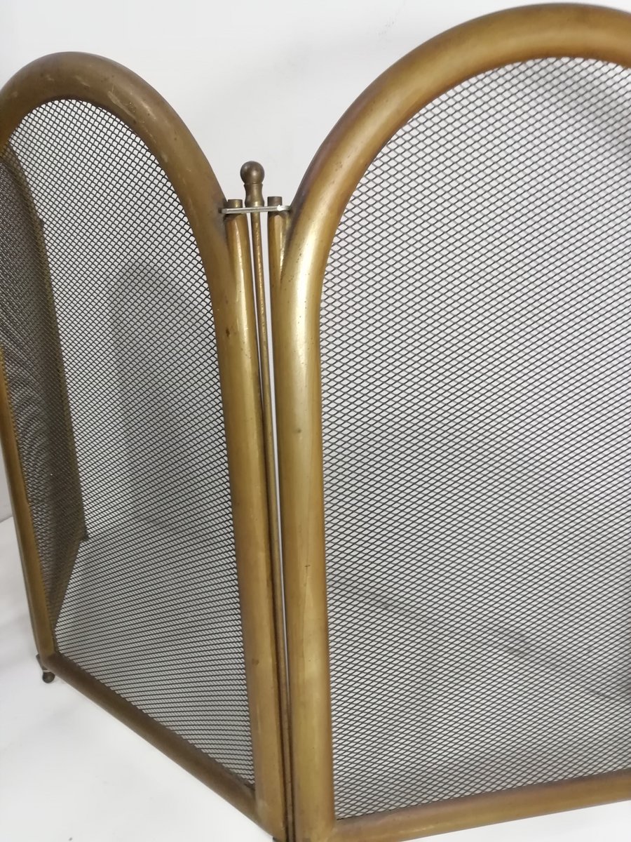 Vintage Fireplace Accessories in Brass, 1960s, Set of 8 for sale at Pamono