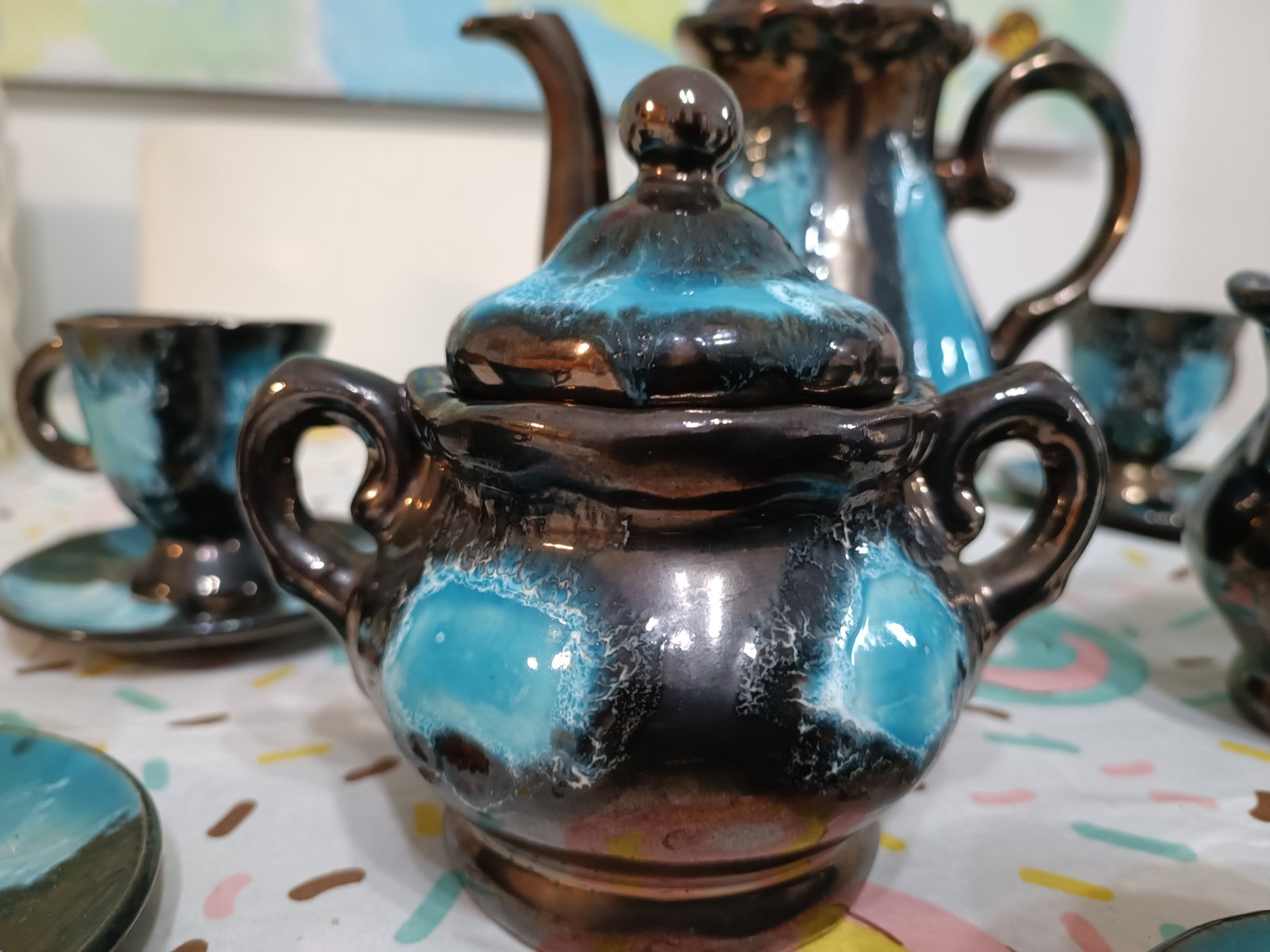 Vallauris Tea Set, 1930s, Set of 15 for sale at Pamono