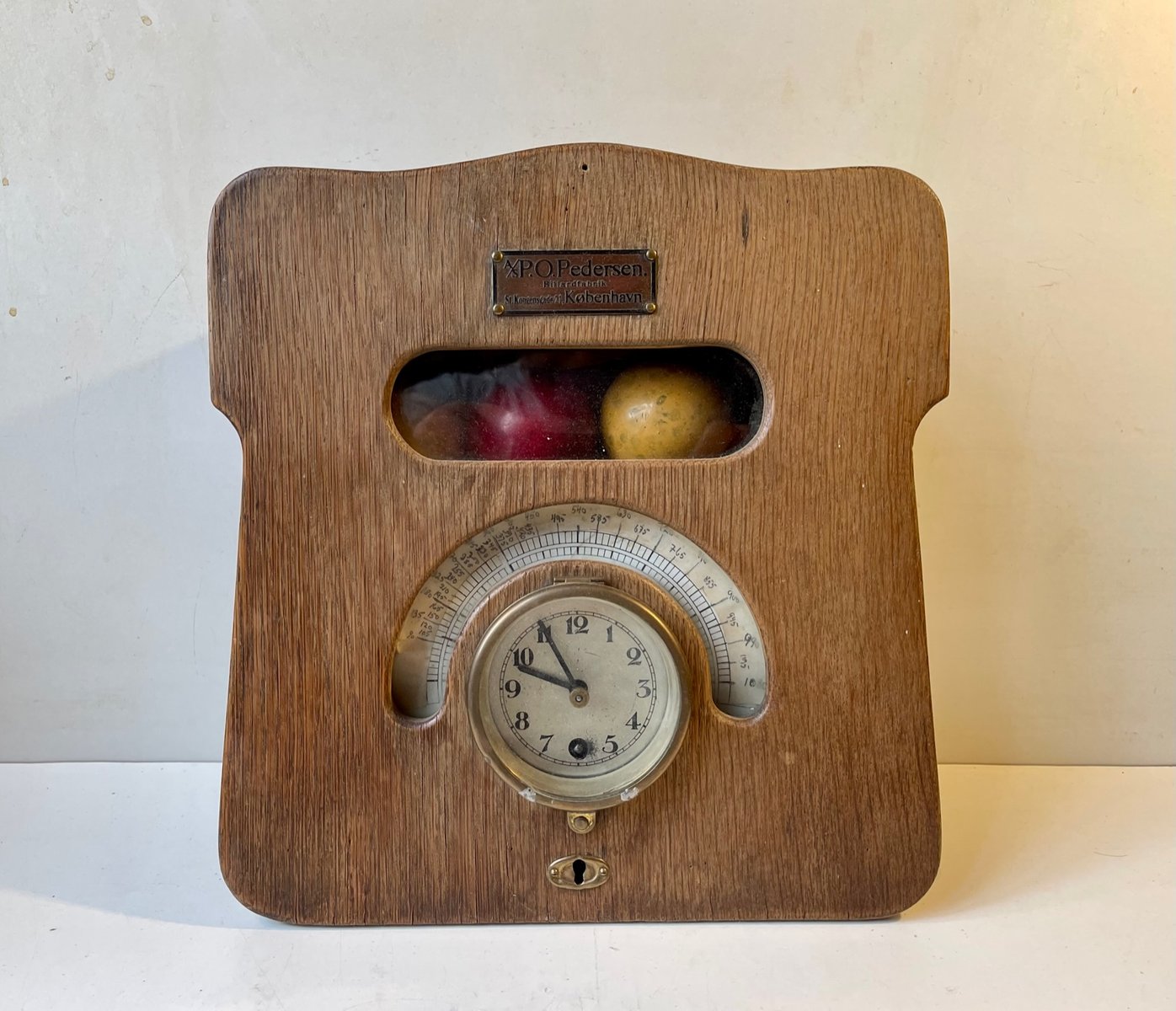 Antique Oak Mechanical Billiard Clock with Timer by P. O. Pedersen ...