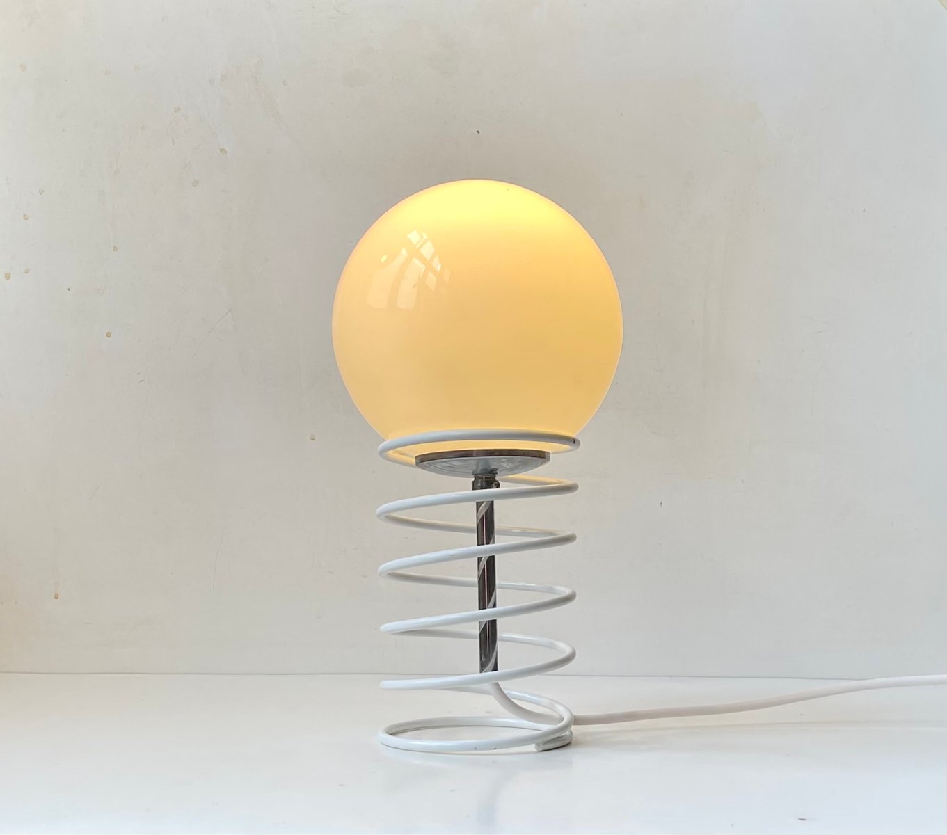 Danish White Minimalist Spring Table Lamp from Bel, 1980s for sale at ...