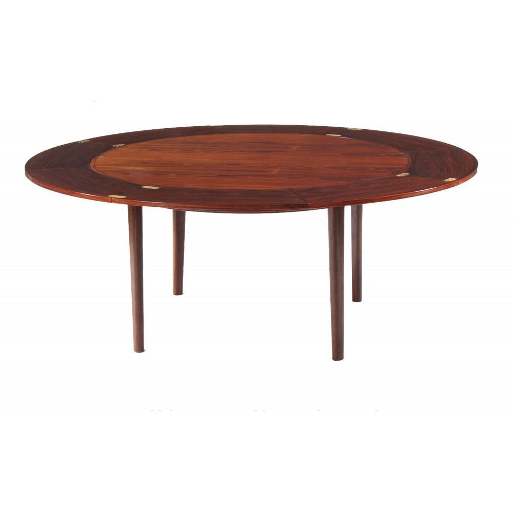 Circular Flip-Flap Dining Table in Rosewood from Dyrlund for sale at Pamono