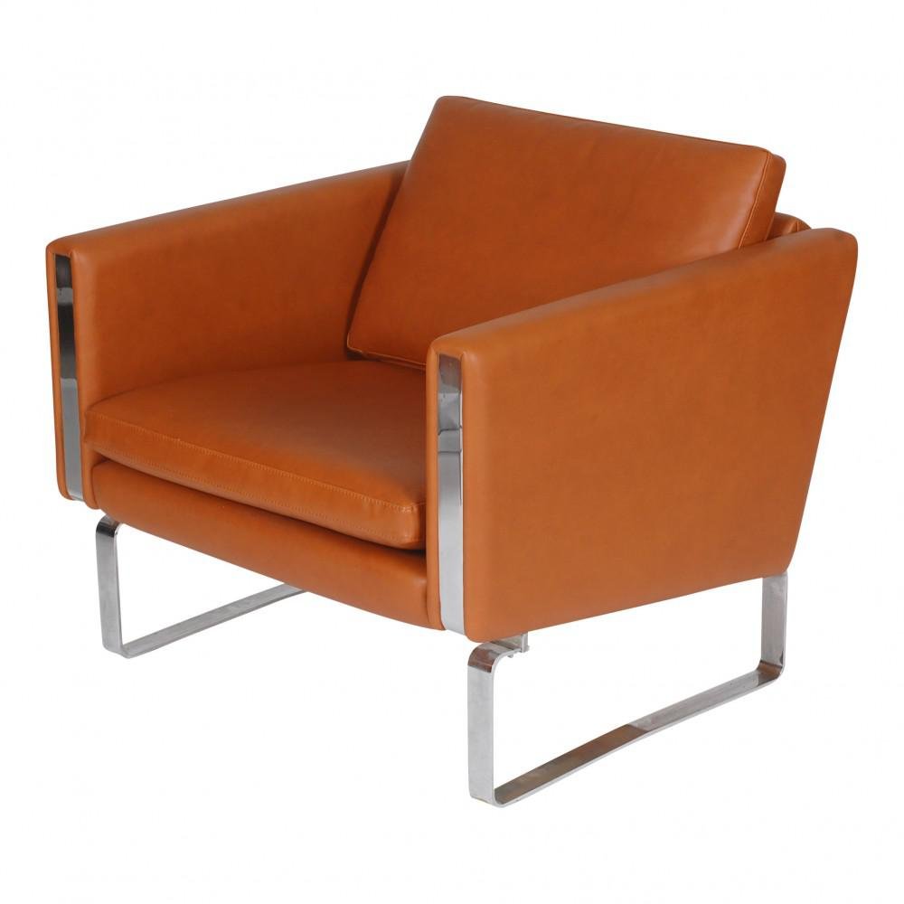 Ch-101 Sessel mit Walnuss Anilinleder von Hans J. Wegner für Carl ...