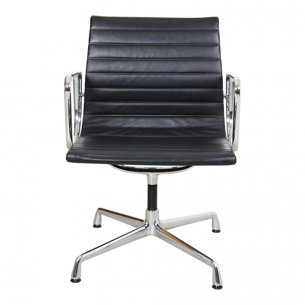 Black Leather and Chrome EA-108 Conference Chair by Charles Eames for ...