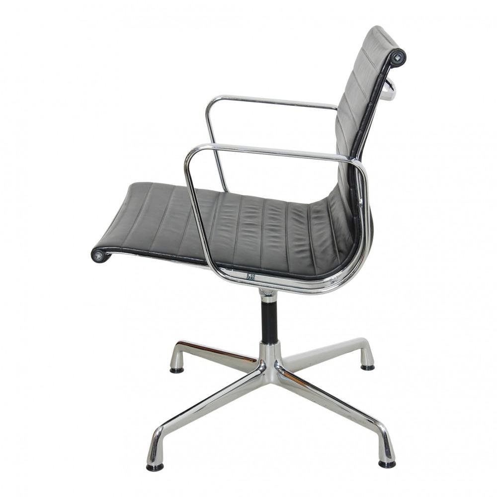 Black Leather and Chrome EA-108 Conference Chair by Charles Eames for ...