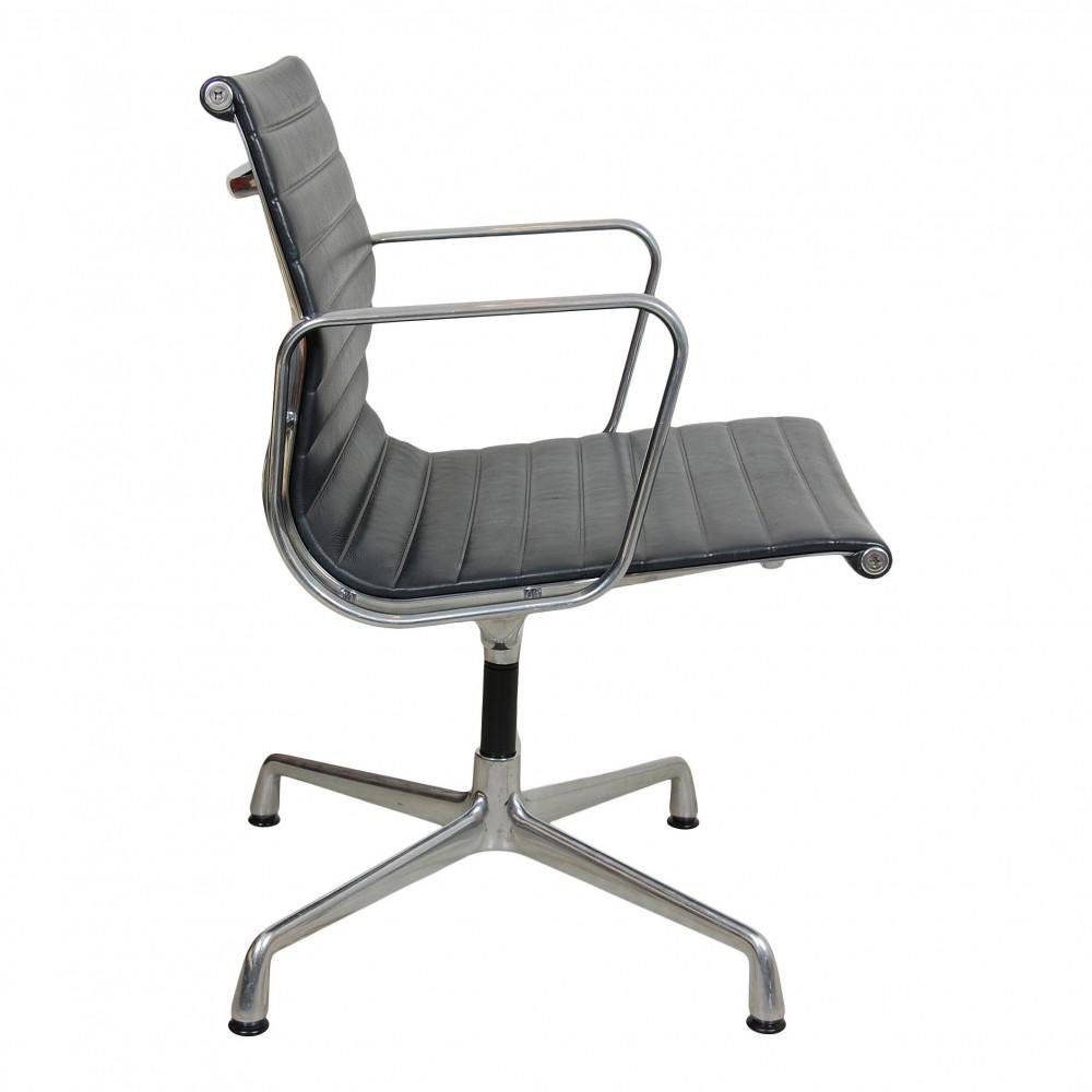 Dark Grey Leather EA-108 Chair by Charles Eames for Vitra for sale at ...