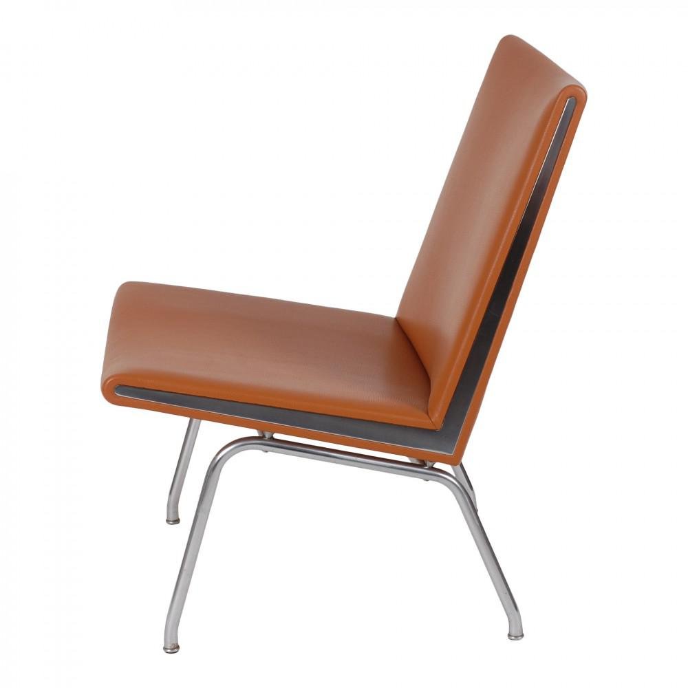Cognacfarbener Bison Leder CH 401 Airport Stuhl von Hans J. Wegner für ...