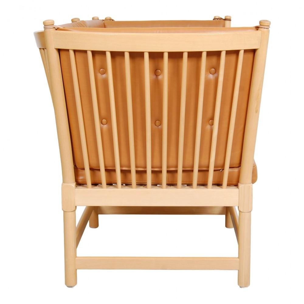 Spoke-Back Sofa in Cognac Aniline Leather by Børge Mogensen for Fritz ...