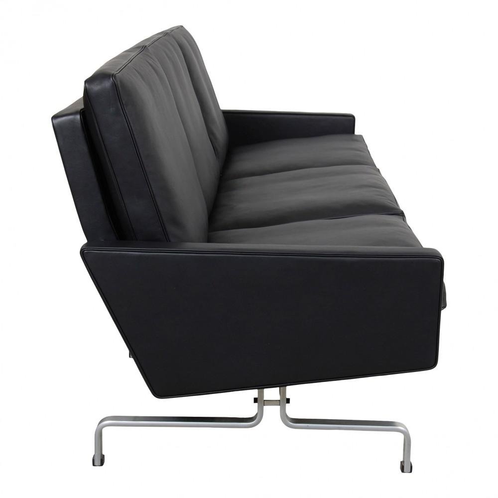 Black Aniline Leather Pk-31/3 Sofa by Poul Kjærholm, 1970s for sale at ...