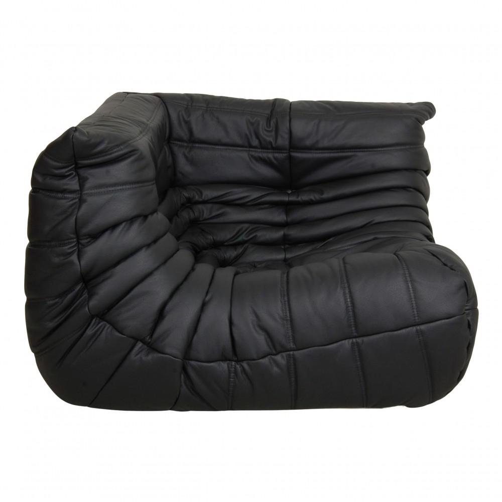 Togo Corner Chair in Black Leather by Michel Ducaroy for Ligne Roset ...