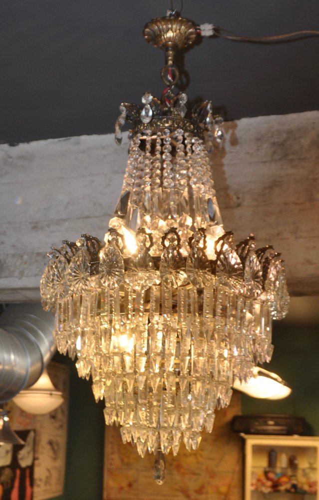 Vintage Crystal Chandelier, 1940s for sale at Pamono